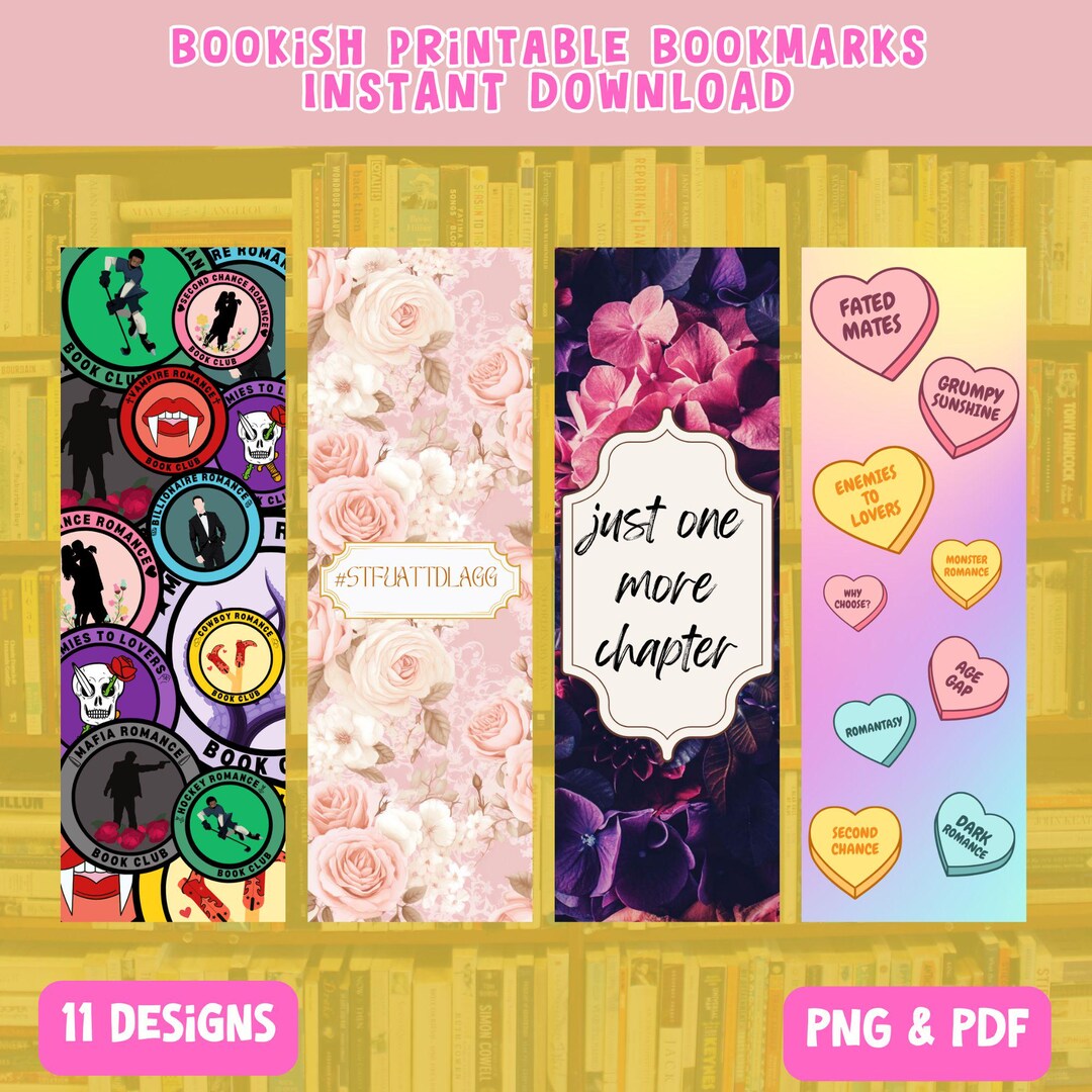 Bookish Booktok Inspired Bookmarks PNG & PDF Files, Printable Bookmarks ...