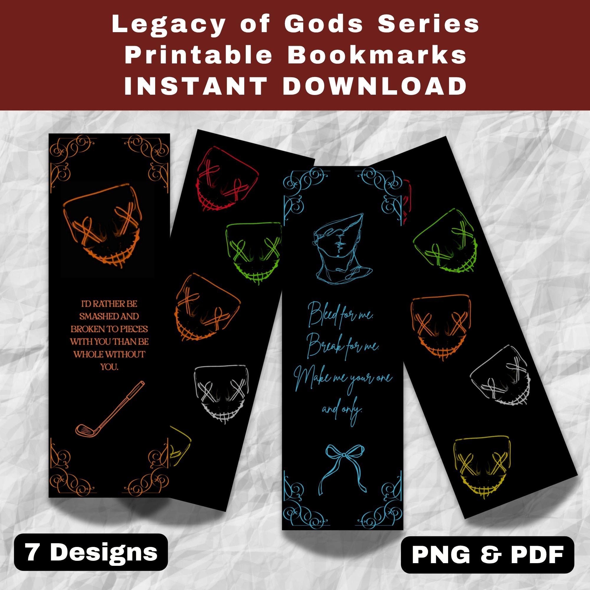 Legacy of Gods Series Inspired Bookmarks PDF and PNG Files - Instant ...