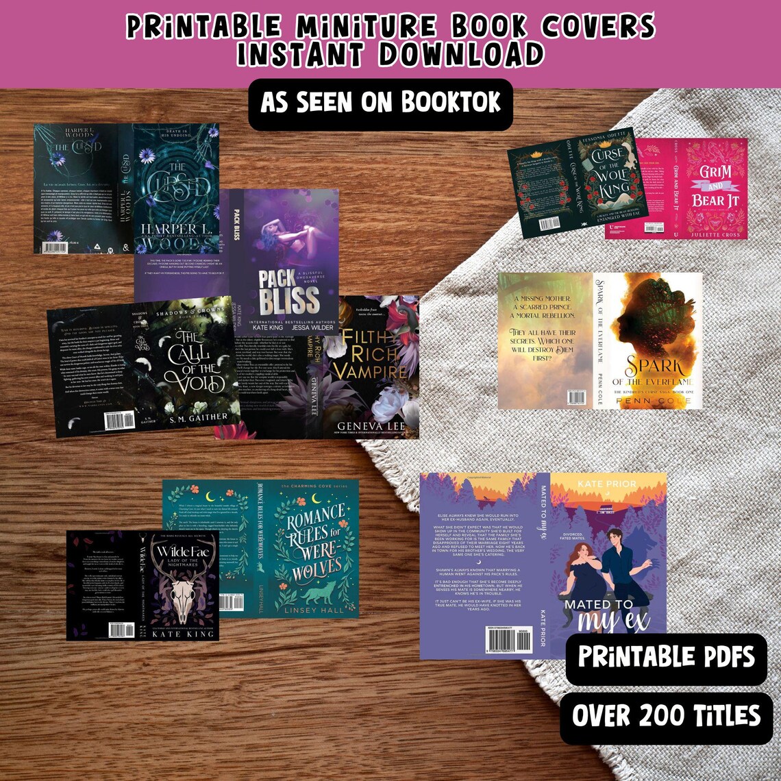 Mini Book Covers Printable Popular Titles Romantasy Booktok Titles ...