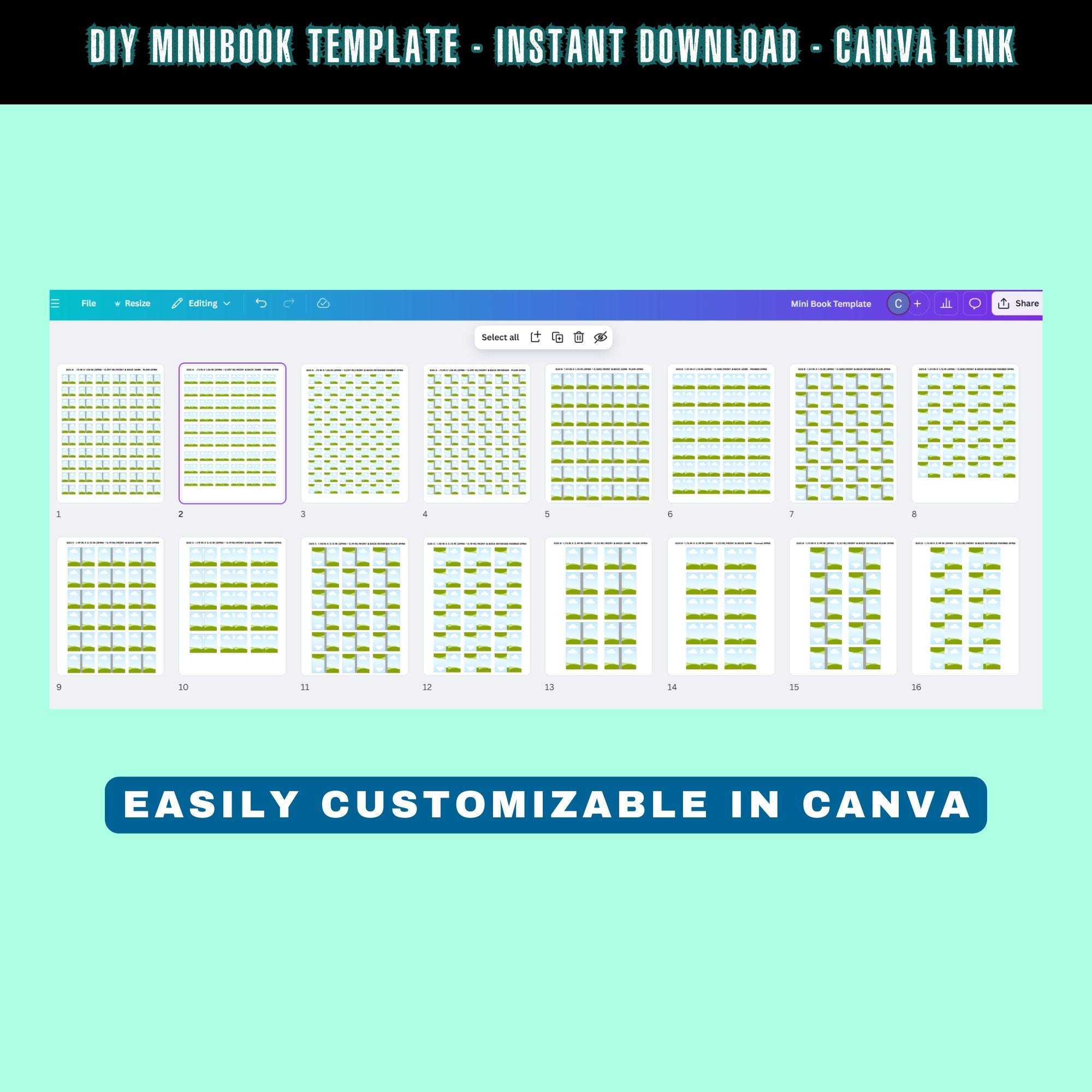 Mini Book Cover Templates, Miniature Books, Canva Editable Printable ...
