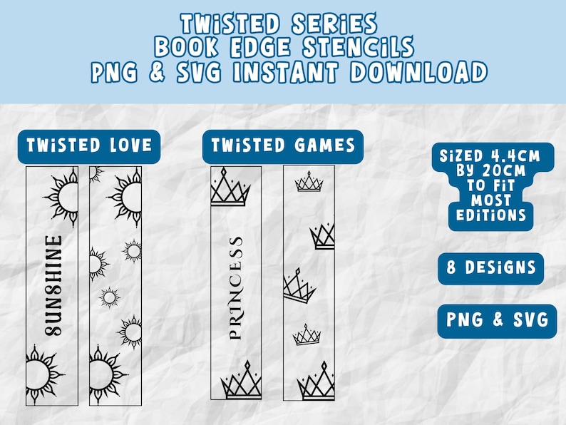 Twisted Series Book Edge Stencils for Sprayed Edges Booktok PNG SVG ...