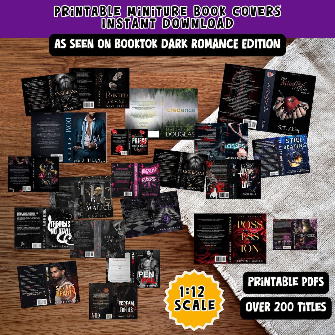 Mini Book Covers Printable 200+ Titles Dark Romance Edition Booktok ...