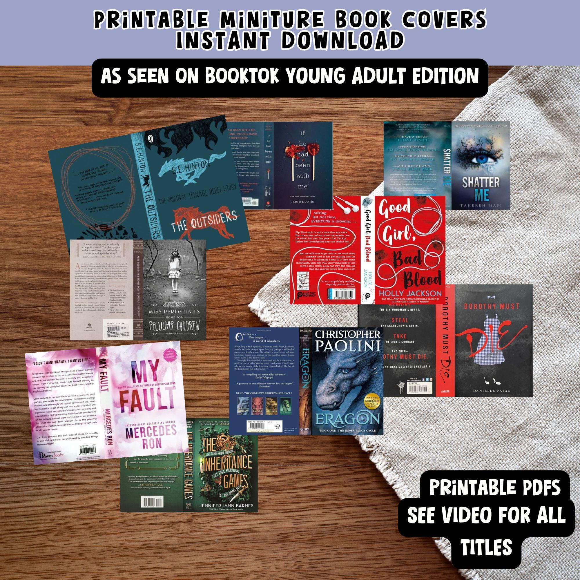 Mini Book Covers Printable 200+ Titles Young Adult Popular Titles ...