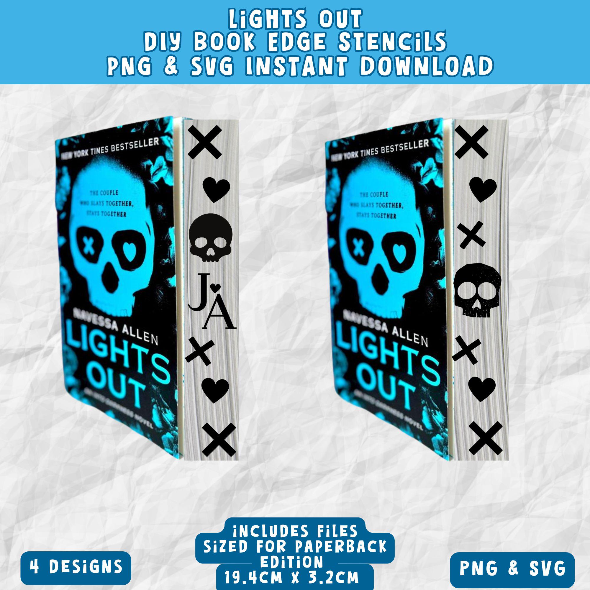 Lights Out Book Edge Stencils for Sprayed Edges Booktok PNG SVG Digital ...