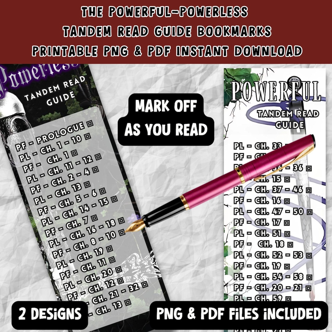 The Powerful Powerless Tandem Read Guide Printable Bookmarks PDF and ...