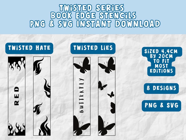 Twisted Series Book Edge Stencils for Sprayed Edges Booktok PNG SVG ...