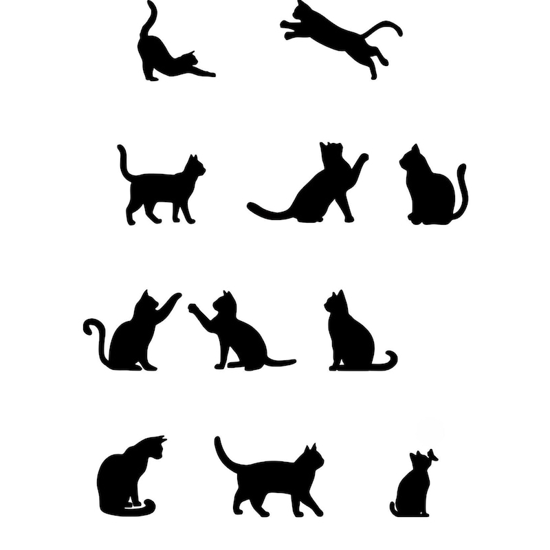 Black Cat Silhouette Scrapbooking Stickers - Etsy