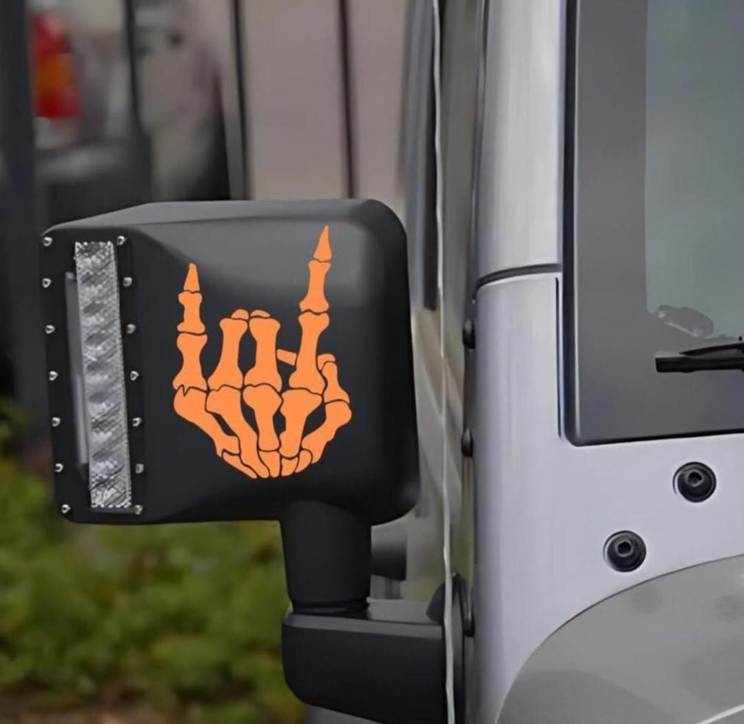 Skeleton Rock on Decals | Side Mirror Decals | Rock on Decal for Jeep ...