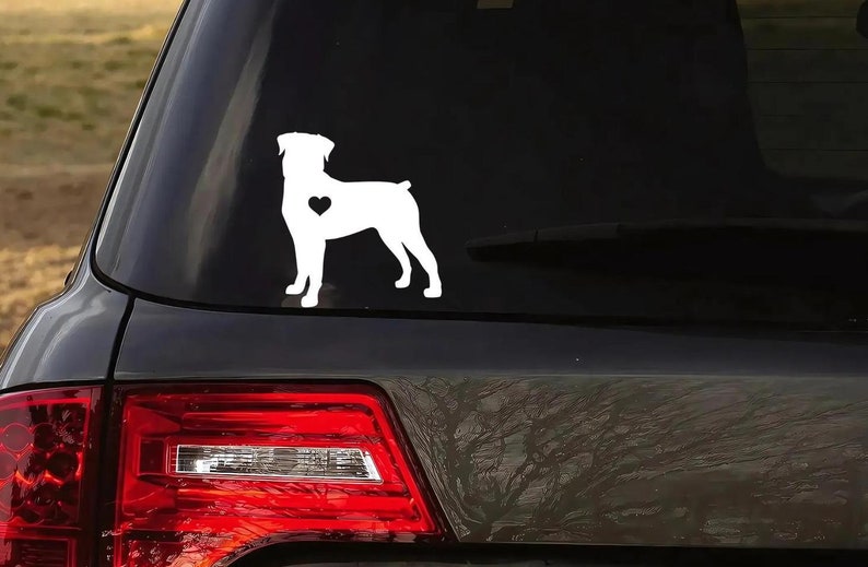 Rottweiler Silhouette Vinyl Decal With Cut-out Heart Option: Stickers ...