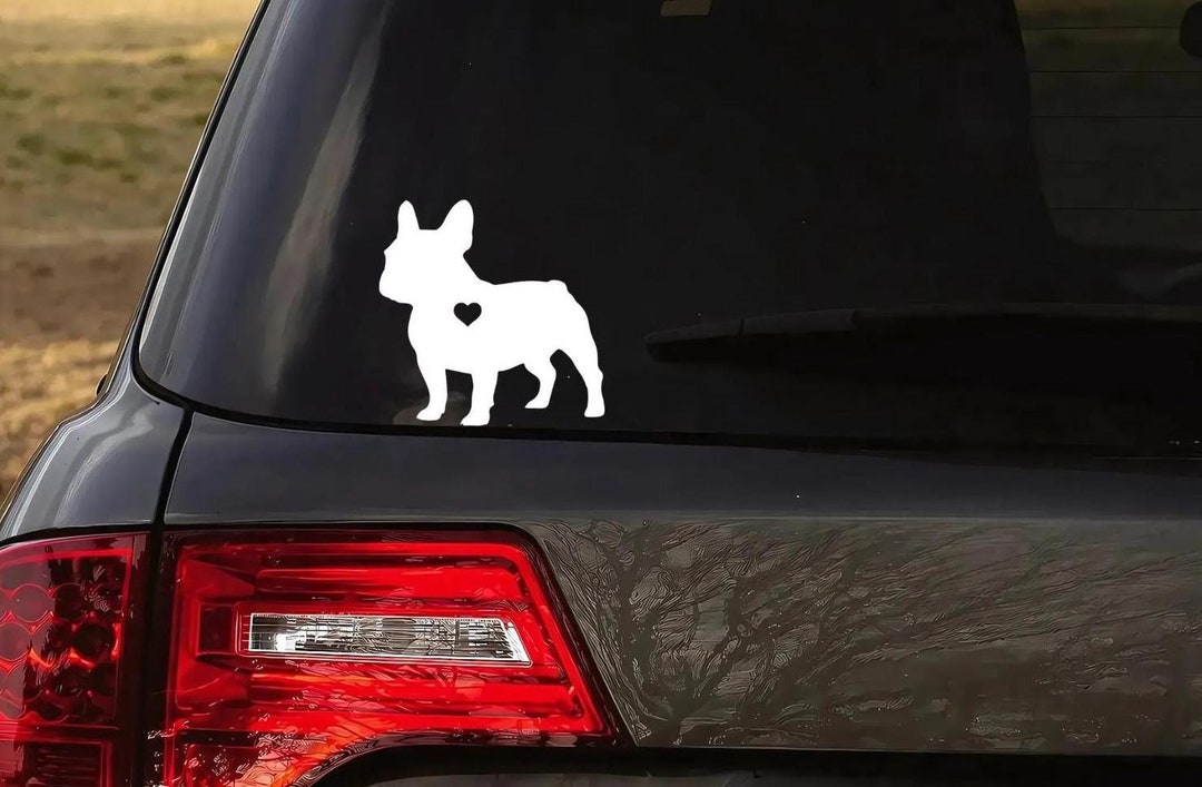 French Bulldog Decal: Frenchie Vinyl Car Sticker With Cut Out Heart ...
