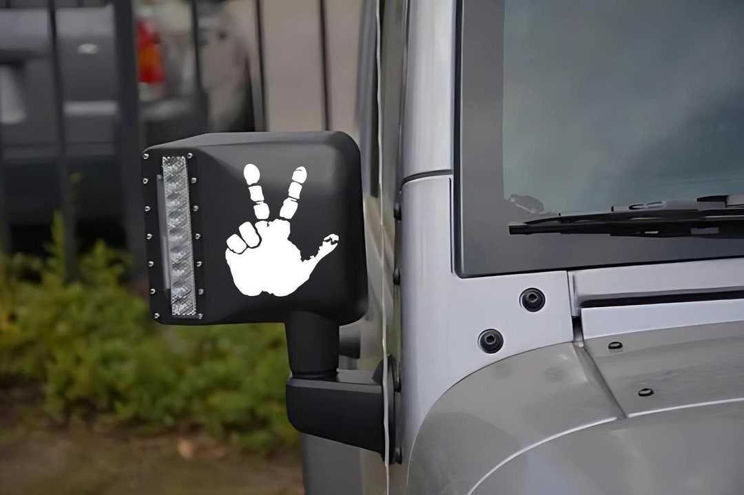 Jeep Wave Decal: Peace Hand Mirror Stickers (set of 2) - Etsy