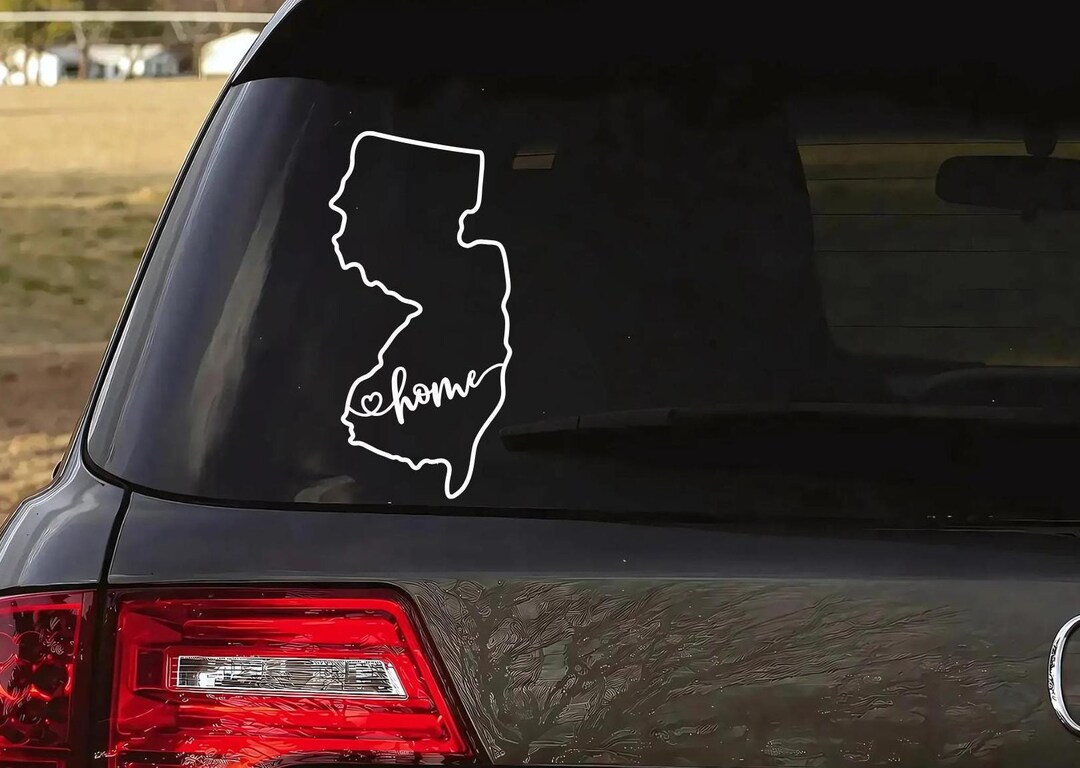 New Jersey Home State Decal: NJ Outline Die Cut Sticker, Multiple ...