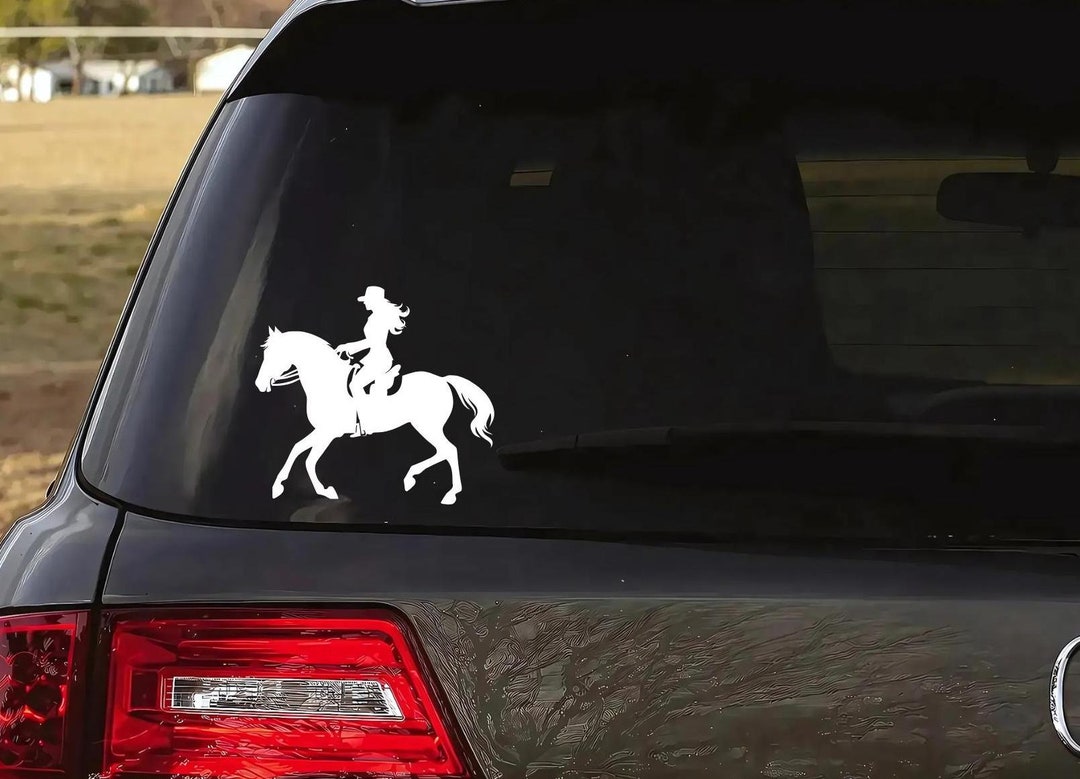 Cowgirl Riding Horse Decal | Horse Sticker | Equestrian Decal | Horse ...