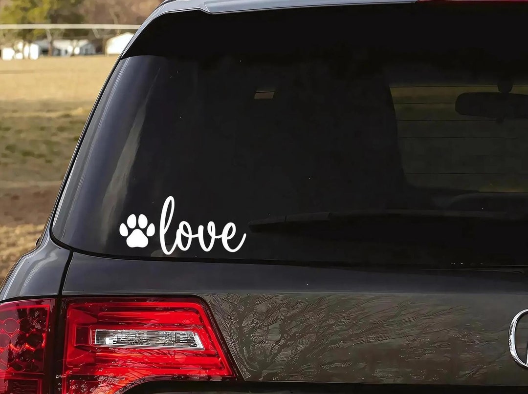 Dog Love Vinyl Decal | Dog Paw Decal | Dog Mom Car Sticker | Dog Car ...