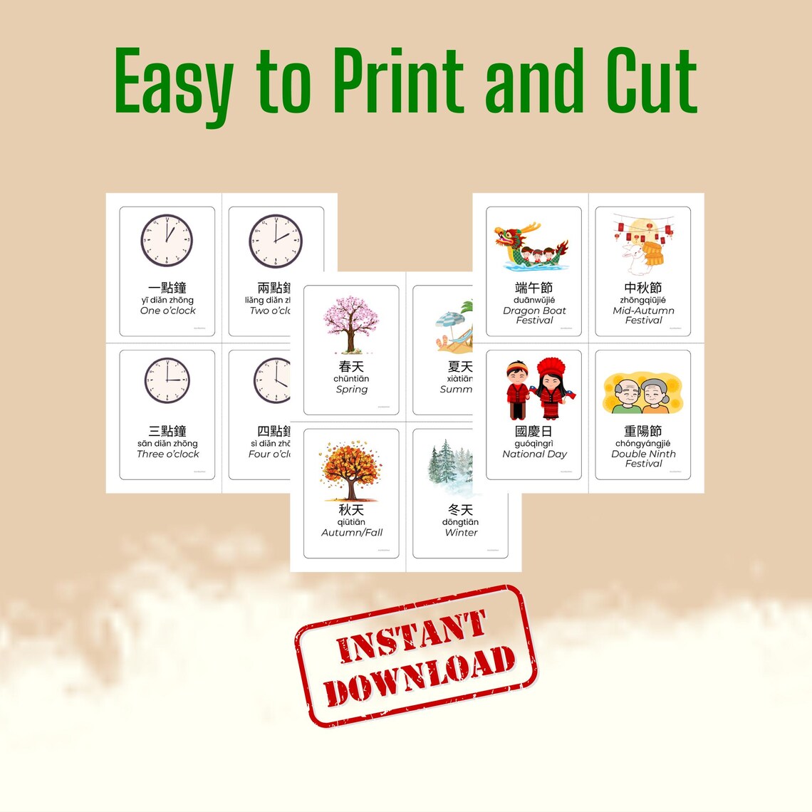 Educational Flashcard Bundle | English-chinese Bilingual Learning | 350 ...
