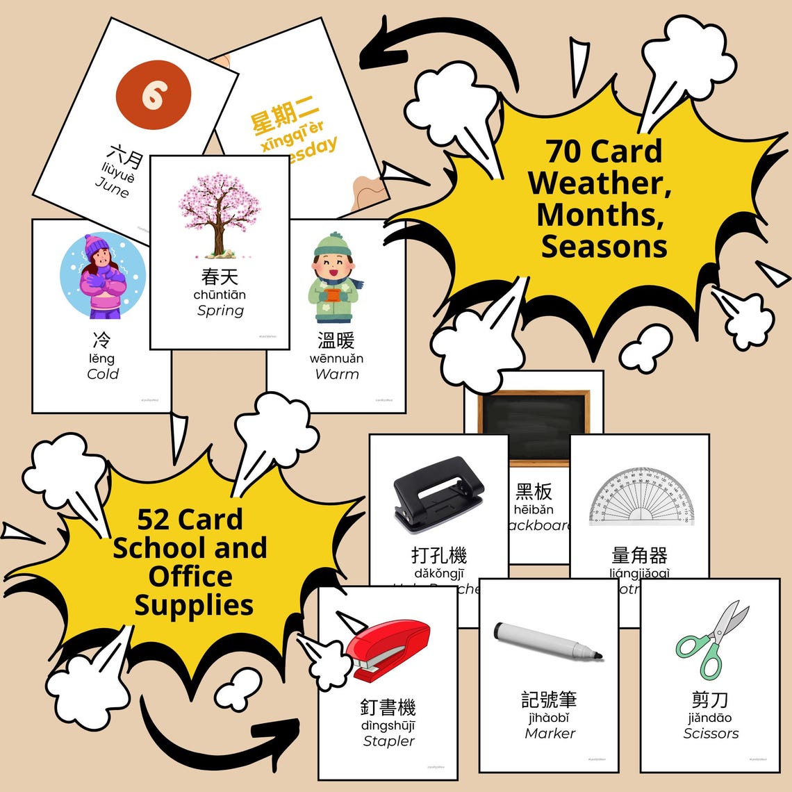 Educational Flashcard Bundle | English-chinese Bilingual Learning | 350 ...