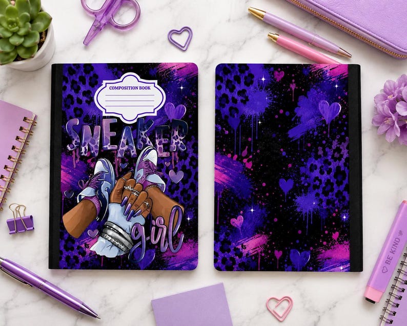 Sneaker Girl Notebook Wide Ruled Composition Book Back School Writing ...