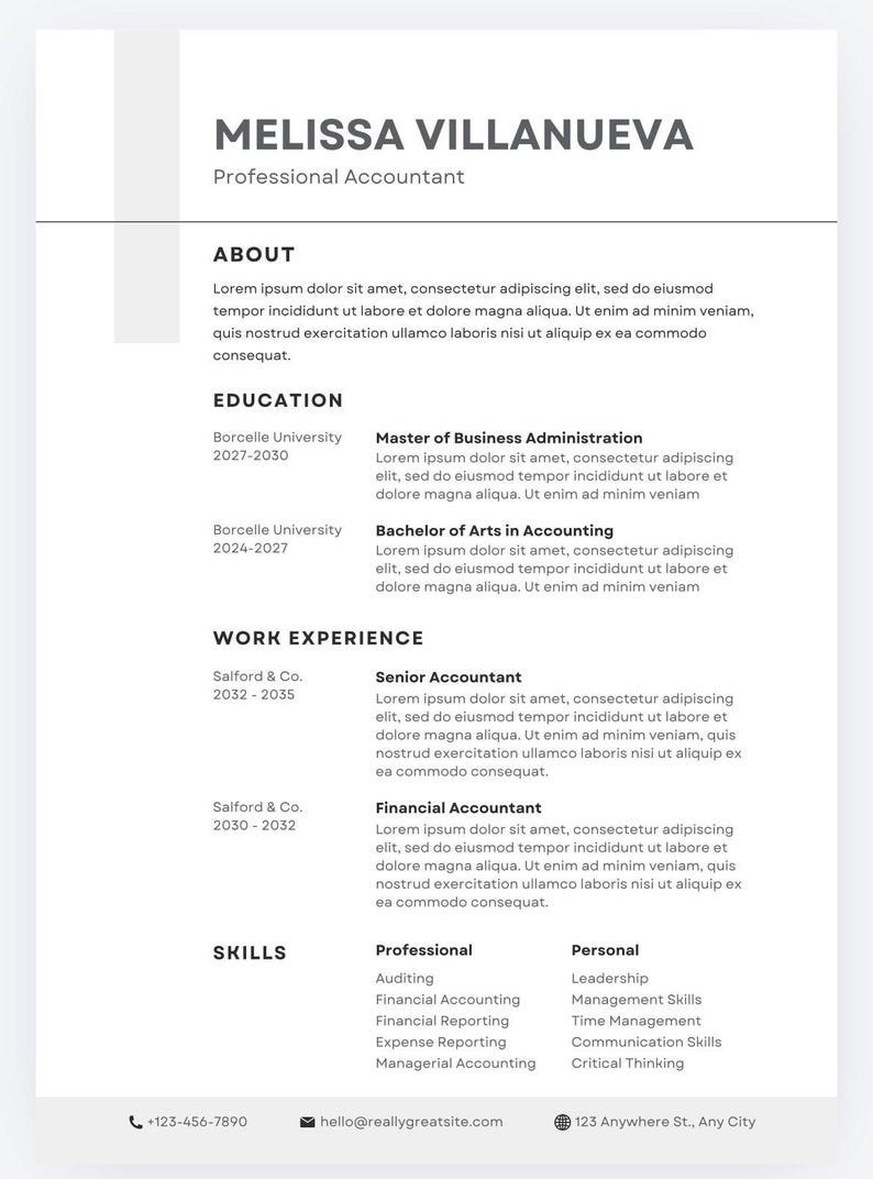 Modern Resume Template | Professional CV | Editable Instant Download - Etsy