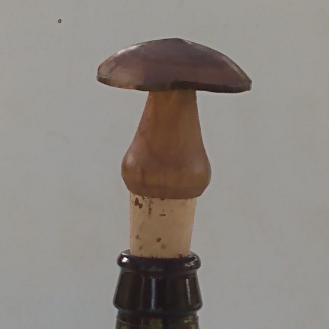 Walnut Wood Mushroom Bottle Stopper With Genuine Florentine Cork - Etsy