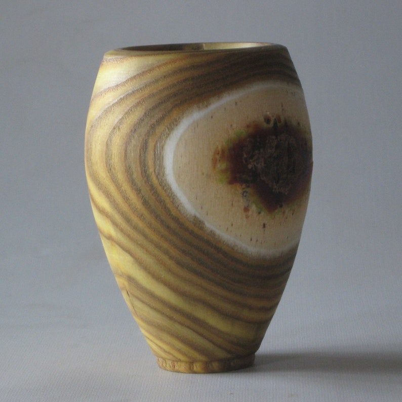 Turned Wooden Vessel of Sumac Wood, Palm-sized Beauty With Bark ...