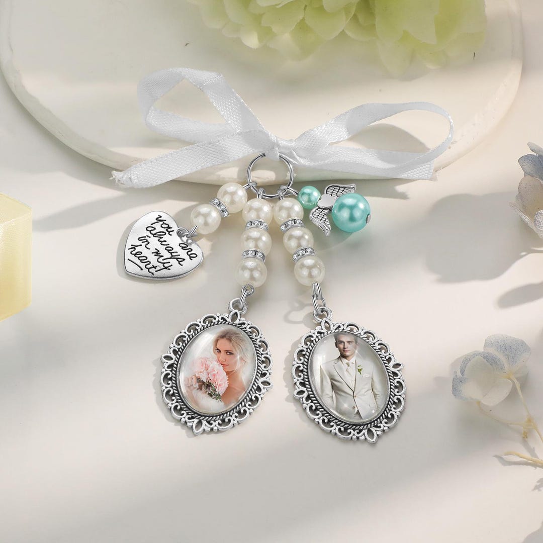 Walk With Me Custom Picutre Bouquet Charm for Bridal, Wedding Bouquet ...