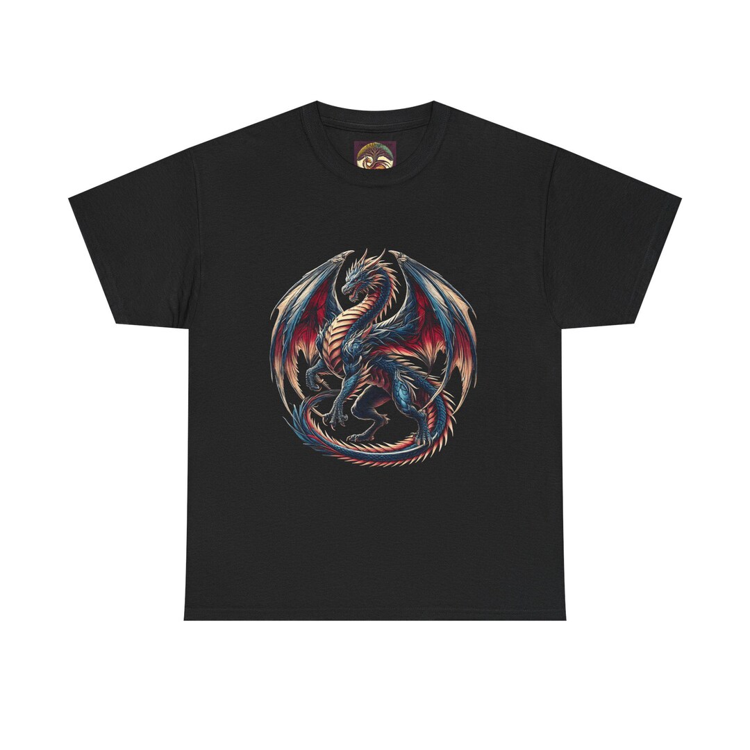 Majestic Dragon Unisex Heavy Cotton Tee, Bold Fantasy Apparel for ...