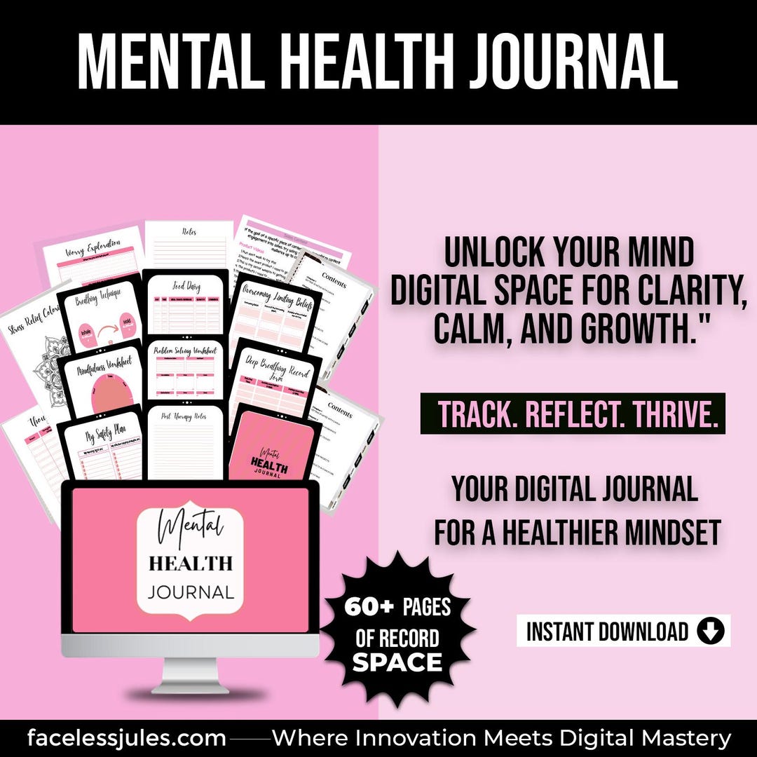 Mental Health Planner, Anxiety Journal, Mental Health Journal, Wellness ...