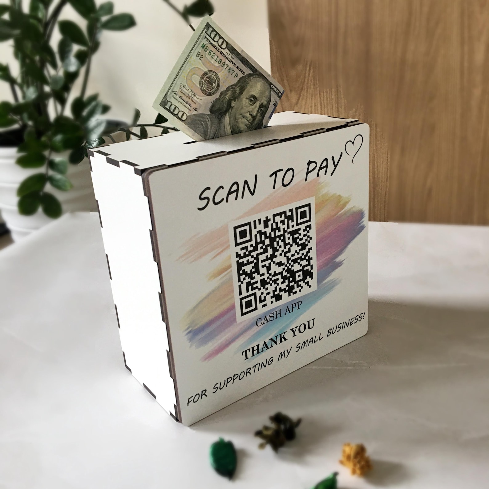 Custom QR Code Tip Jar: Portable Donation Box for Artists - Etsy