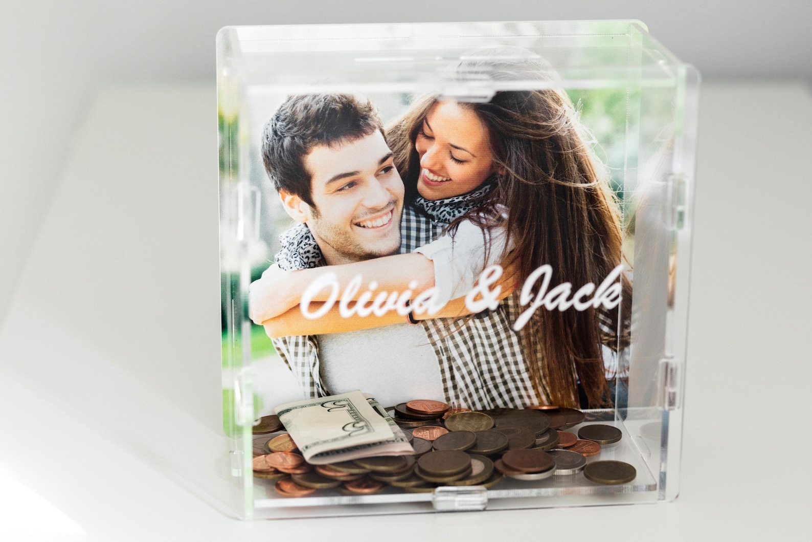 Coin Bank Transparent Organic Glass Money Box, Clear Piggy Bank, Custom ...