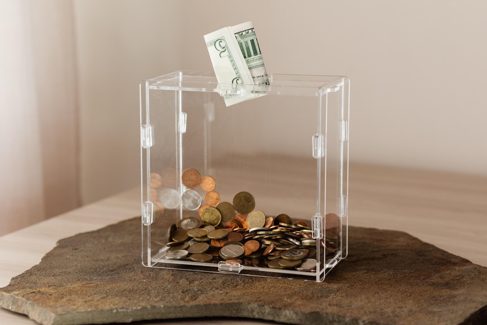 Coin Bank Transparent Organic Glass Money Box, Clear Piggy Bank, Custom ...