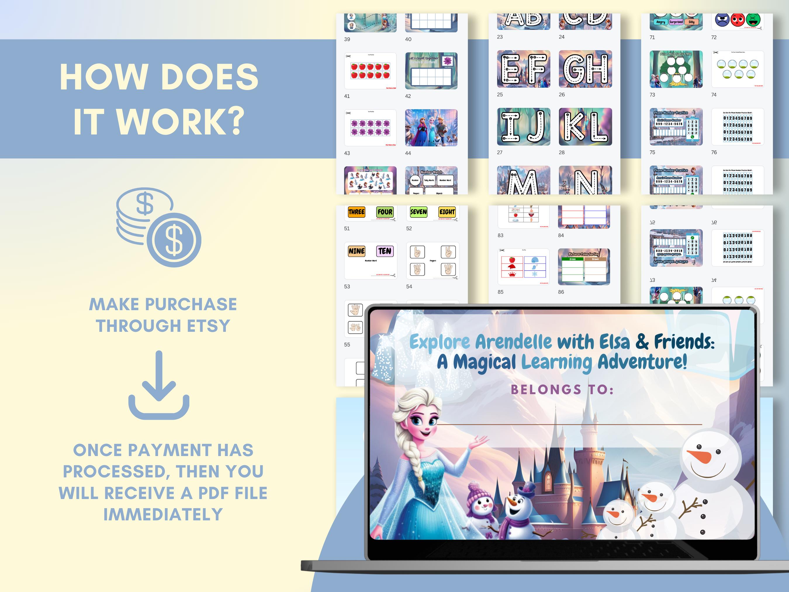 Frozen Theme Busy Book tracing, Shapes, Numbers, Letters Digital ...