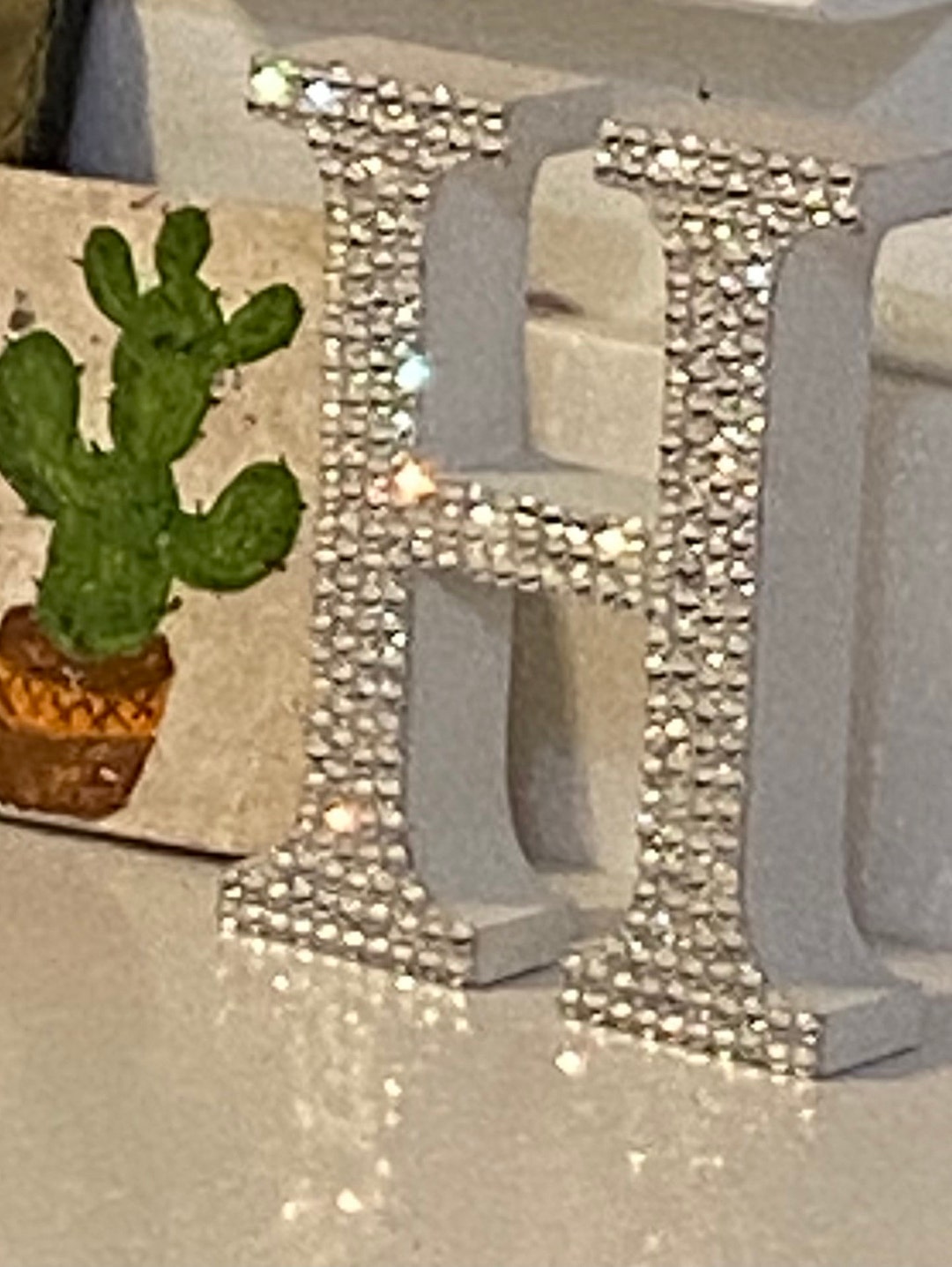 Small 3 Inch Tabletop or Tier Tray Initial Letter 3” Tall Rhinestone ...