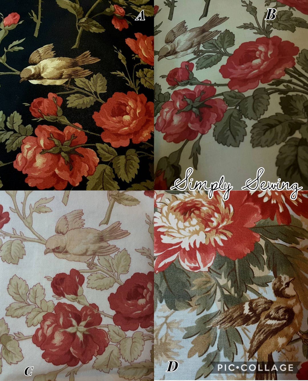 Wintergreen Fabric, Sentiments Fabric and Gingham Rose Fabric by 3 ...