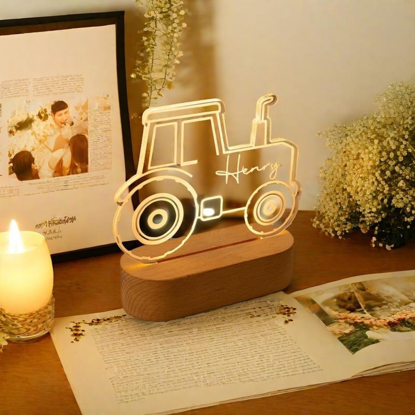 Personalised Tractor Night Light,nursery Decor,kids Gift,night Light ...