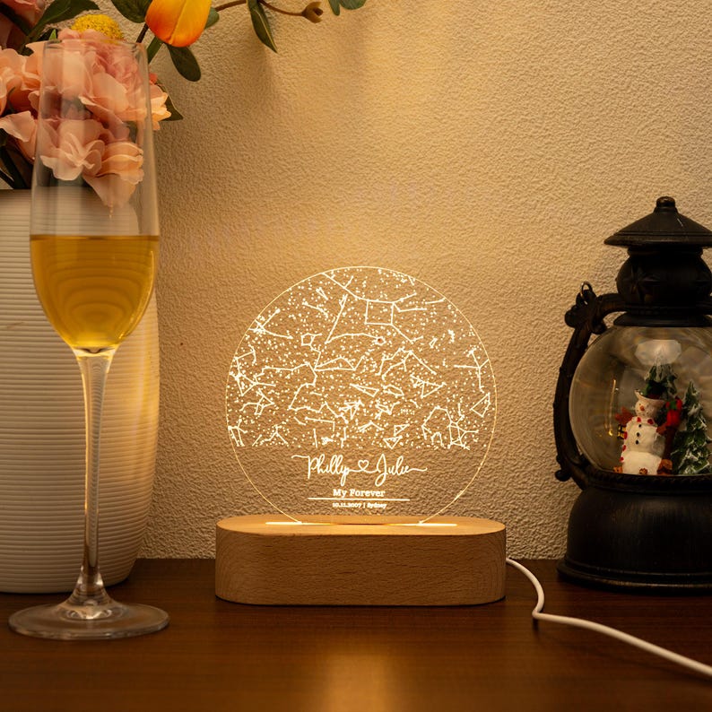 Custom Star Map by Date, Star Map Night Light, Personalized ...