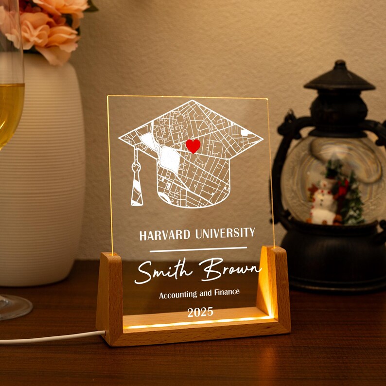 Personalized Campus Map Night Light, Custom Graduation Night Lamp ...