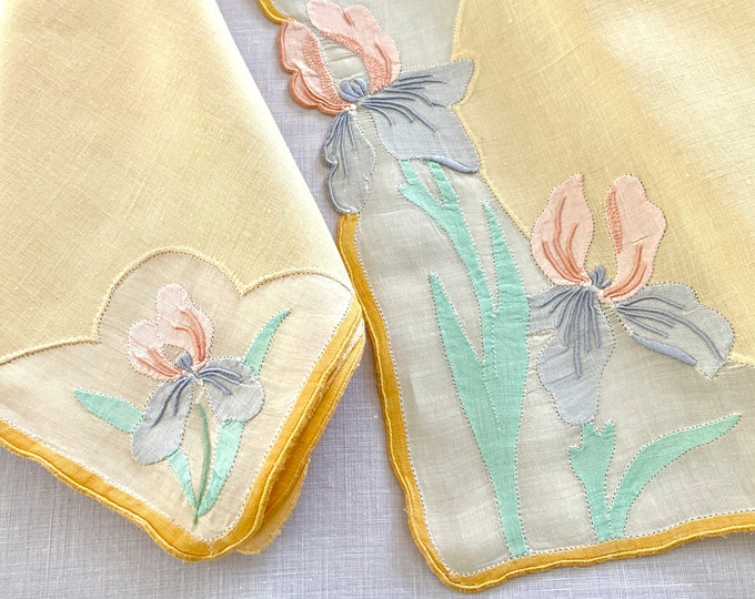 Irises Madeira Embroidery Placemat Set for 8 and Runner, 17 Pieces ...