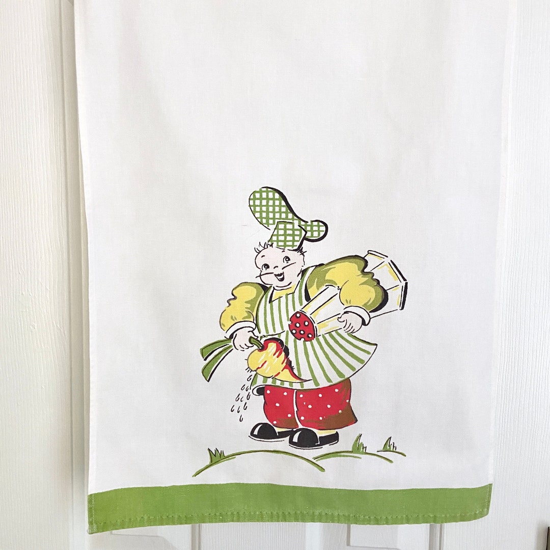 Jolly Chef Kitchen Towel Broderie Creations, Happy Cook, Green Stripes ...