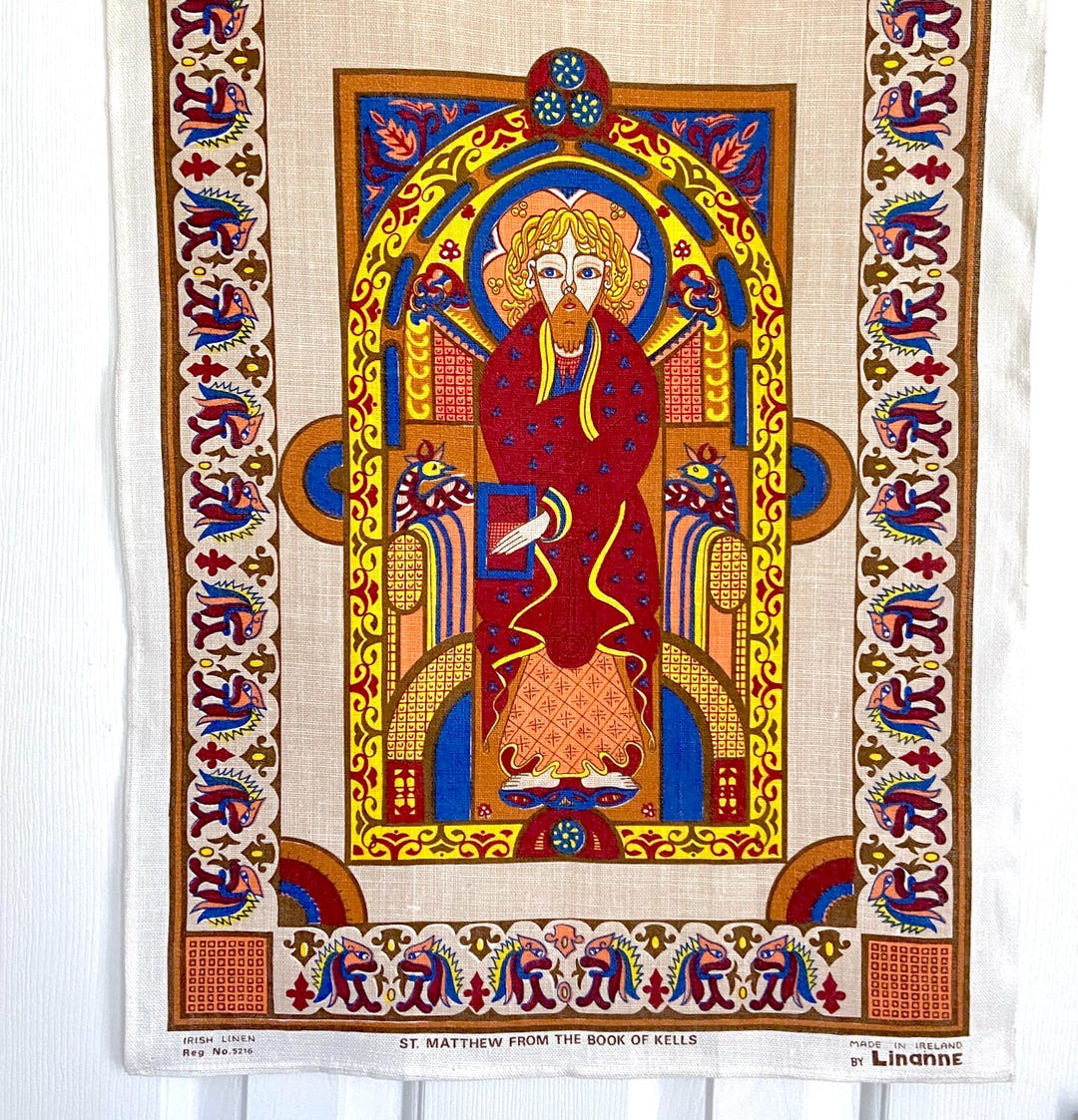 Book of Kells Irish Linen Tea Towel Features St Matthews, Made in ...