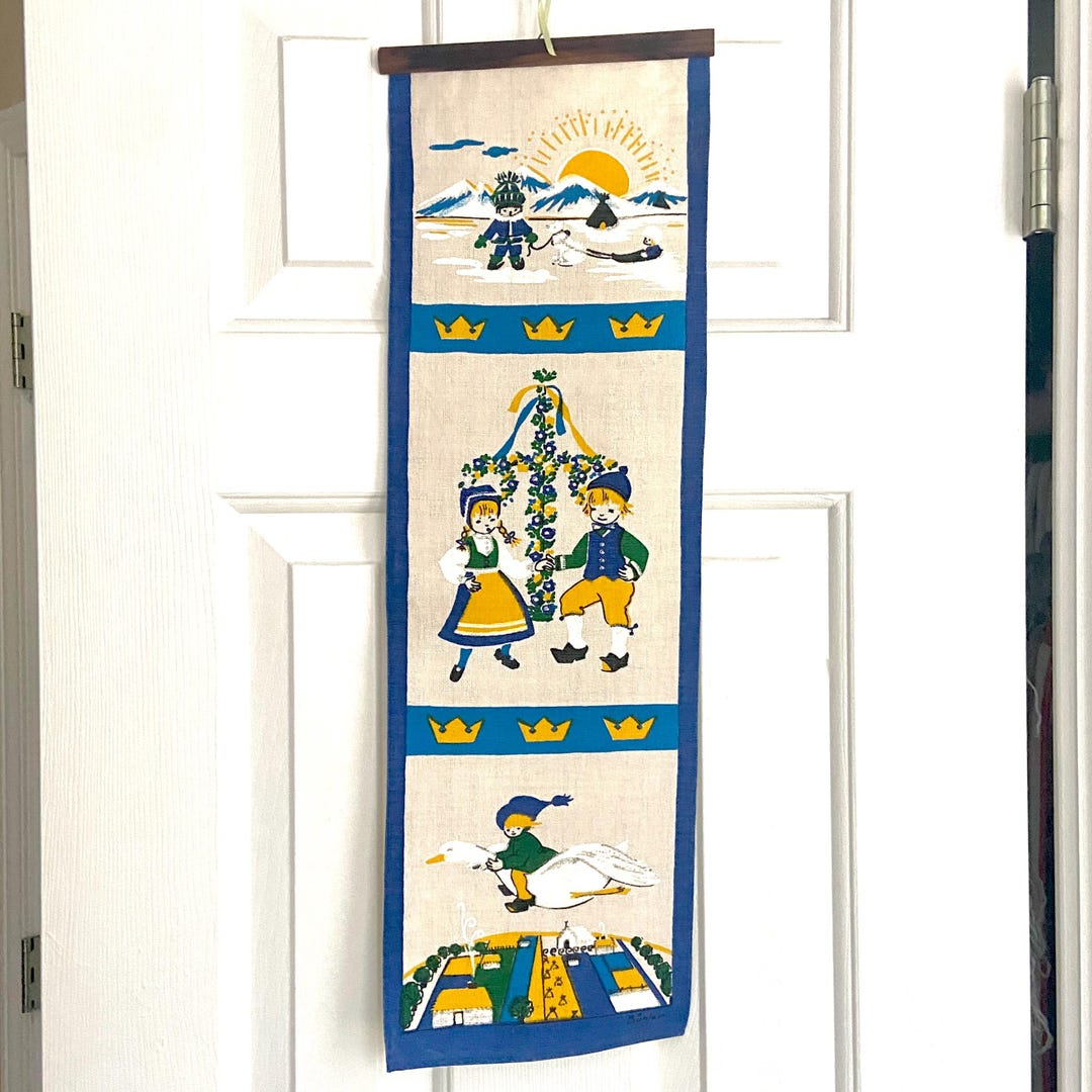 Swedish Linen Wall Hanging Signed Buhler, Vintage Mid Century ...