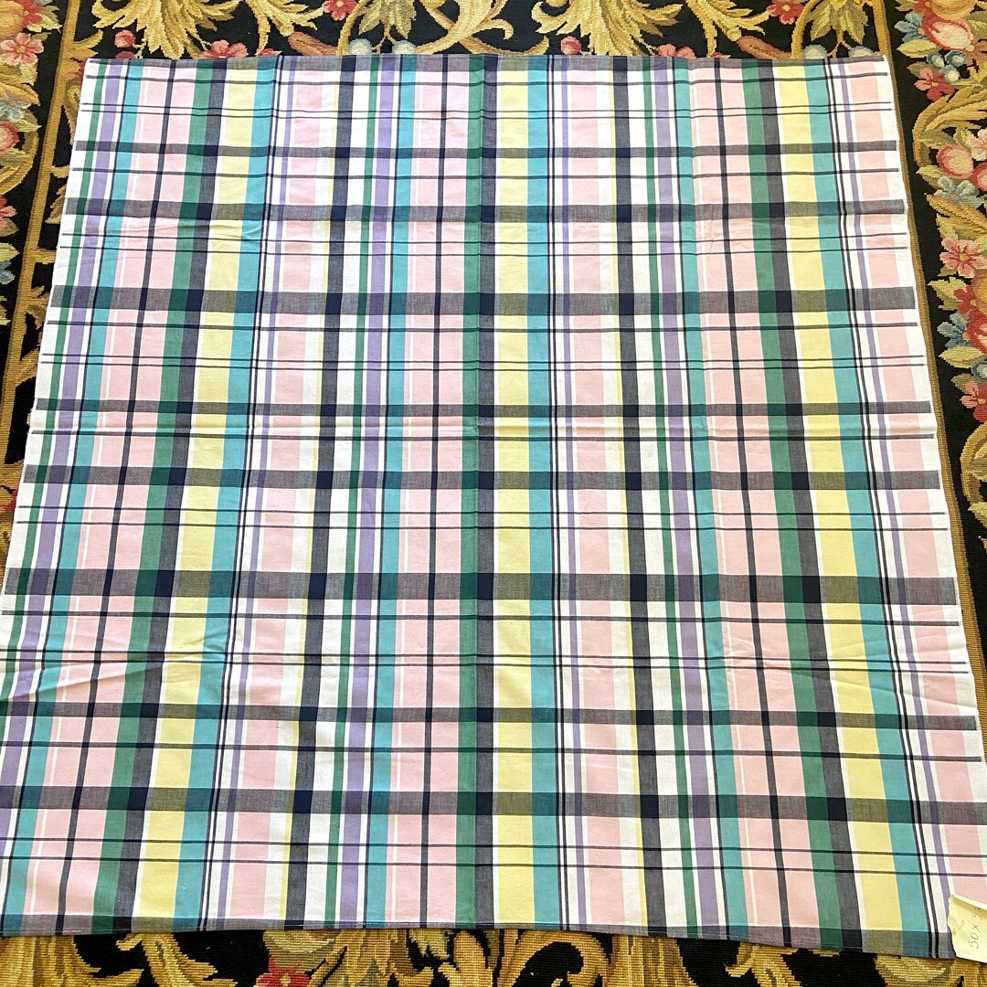 Simtex Plaid Tablecloth in Pavilion Pattern, Pink Teal Black Lavender ...