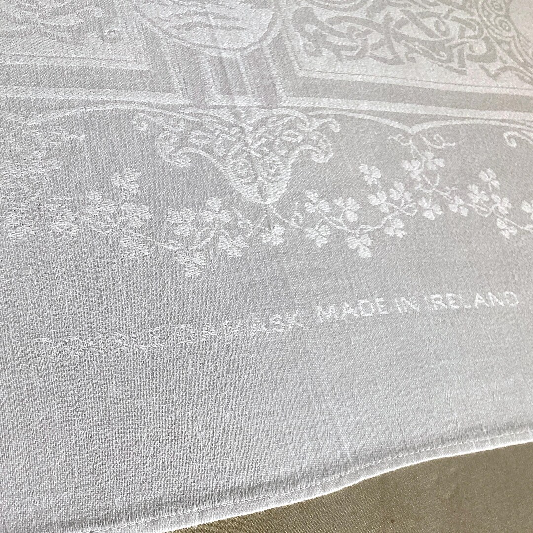 Irish Linen Tablecloth Double Damask With Symbols of Ireland, Round ...