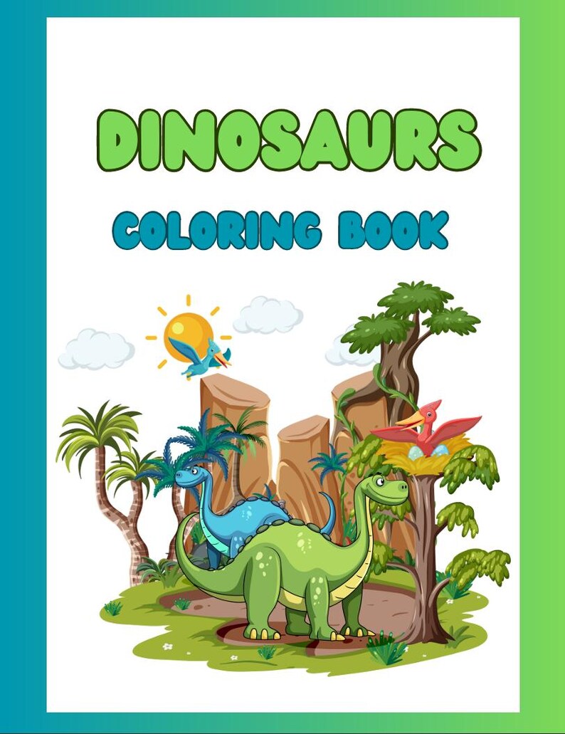 Dinosaur Coloring Book, Digital Coloring Book, Dinosaurs, Coloring Book ...
