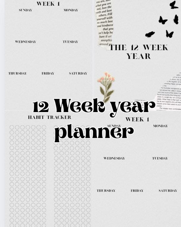 12 Week Year Digital Planner - Etsy