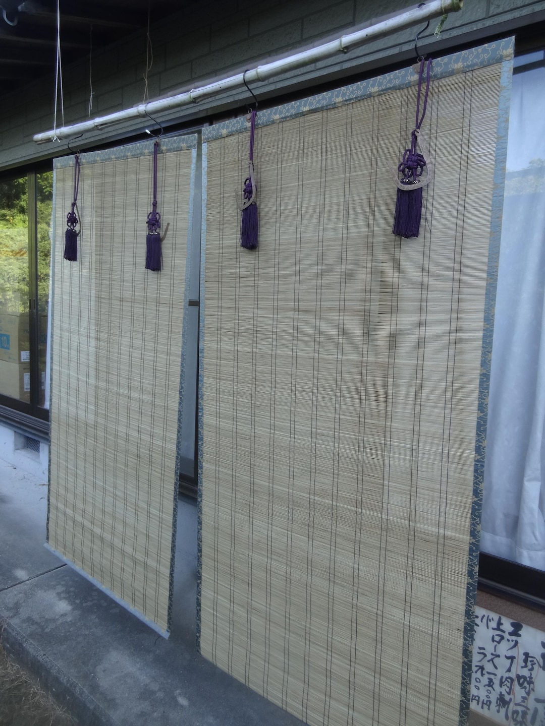 Japanese Traditional Bamboo Sudare Blinds With Tassel Trim 87×170cm Set ...