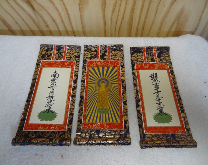 Vintage Japanese Buddhist Hanging Scroll Jodo Shinshu "Gohonzon" 22×9cm ...