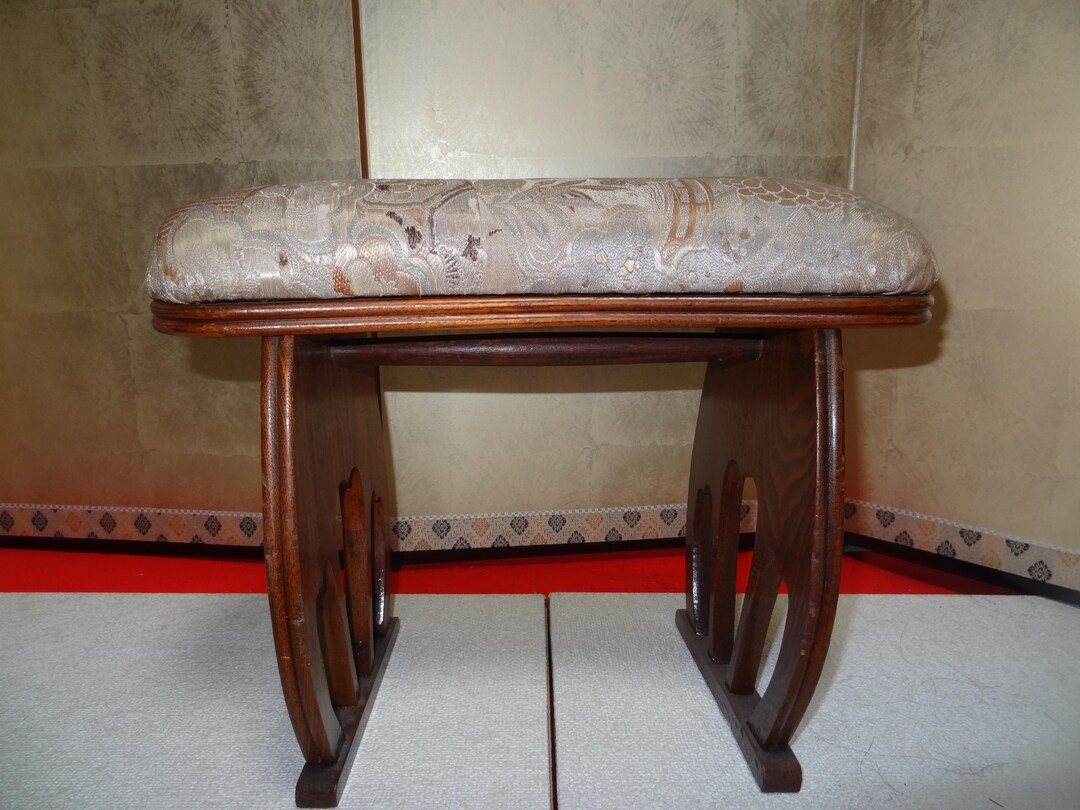 Japanese Antique Wooden Armrest Kyousoku With Silk Brocade ...