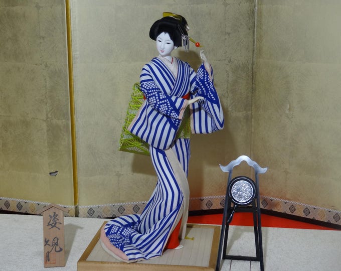 Japanese Geisha Doll by Kyugetsu – Traditional Kimono, Mirror Stand ...
