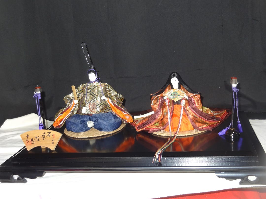 Japanese Sukiyo Hina Dolls Set – Emperor 26cm & Empress 16cm, Silk ...