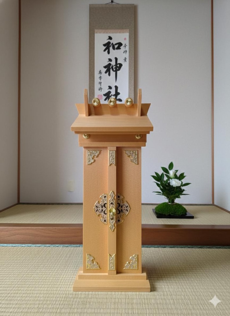 Traditional Japanese Kamidana Shrine, Handmade Wooden Shinto Altar With ...